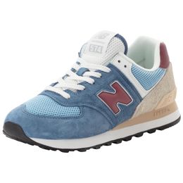 Sneaker New Balance "574", Damen, Gr. 37,5, shoreline blau, stillwater, Leder, Textil, mehrfarbig, Schuhe Sneaker