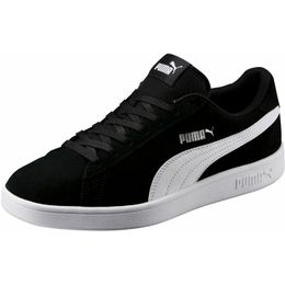 Sneaker Puma "Puma Smash v2", Damen, Gr. 45, schwarz-wei&szlig; (schwarz, wei&szlig;), Leder, Schuhe Sneaker, aus Leder und Synthetik, atmungsaktiv, mit Schn&uuml;rung