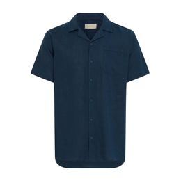 Leinenhemd Blend "Leinenhemd BHVictor", Herren, Gr. M, N-Gr, blau (marineblaus), Obermaterial: 55% Leinen LI. 45% Viskose CV., Hemden