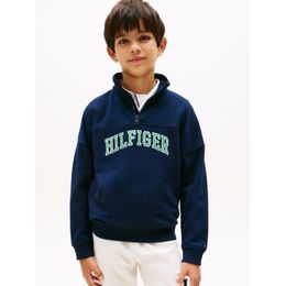 Sweatshirt Tommy Hilfiger "HILFIGER VARSITY ZIP SWEATSHIRT", Jungen, Gr. 14 (164), schwarz night navy, Sweatware, Obermaterial: 80% Baumwolle, 20% Polyester, unifarben, regular fit normal, Rundhals, eingesetzt B&uuml;ndchen, Sweatshirts Sweatshirt, Kinder bis 16 Jahre, regular fit