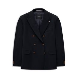 Sakko Bugatti "Stretch", Herren, Gr. 54, 390, marine, 62% Polyester, 33% Viskose, 5% Elasthan, unifarben, regular fit, Sakkos Sakko, mit breitem Spitzrevers