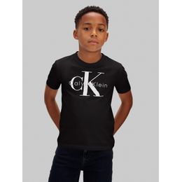 T-Shirt Calvin Klein Jeans "MONO LOGO T-SHIRT", M&auml;dchen, Gr. 12 (152), schwarz, Single Jersey, Obermaterial: 100% Baumwolle, unifarben, regular fit normal, Rundhals, eingesetzt abgesteppte Kante, Shirts T-Shirt, Regular fit f&uuml;r Kinder, mit Logoschriftzug