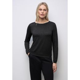Street One Damen Langarmshirtschwarz, Gr. 42, unifarben, Stoff, 92% Viskose, 5% Polyester, 3% Elasthan, Shirts, aus softem Materialmix