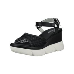 Keilsandalette Nero Giardini "Nero Giardini Sandalen Leder/Textil", Damen, Gr. 38, schwarz, Leder, Textil, Schuhe