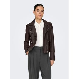 Lederimitatjacke Only "ONLGEMMA FAUX LEATHER BIKER OTW NOOS", Damen, Gr. 36, chocolate torte, Web, Obermaterial: 100% Viskose, unifarben, mit Rei&szlig;verschluss, Jacken, im Biker-Style