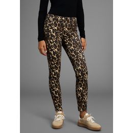 5-Pocket-Hose Laura Scott, Damen, Gr. 36, N-Gr, gemustert, Twill, Obermaterial: 97% Baumwolle, 3% Elasthan, slim fit kn&ouml;chellang, Hosen 5-Pocket-Hose, in modischem Leo-Print