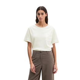 Marc O'Polo MARC O'POLO Damen T-Shirt "mit aufgesetzter Satin-Tasche"grau wei&szlig;, Gr. M, unifarben, Obermaterial: 100% Baumwolle, Shirts