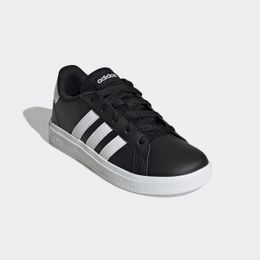 Sneaker adidas Sportswear "GRAND COURT LIFESTYLE TENNIS LACE-UP", M&auml;dchen, Gr. 34, schwarz-wei&szlig; (core schwarz, ftwr wei&szlig;, core schwarz), Synthetik, Textil, Schuhe Sneaker, Design auf den Spuren des adidas Superstar, f&uuml;r Kinder & Jugendliche