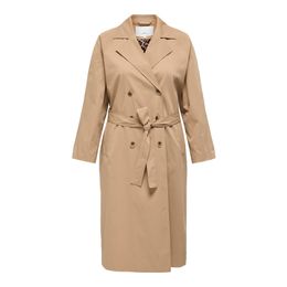 Trenchcoat Only CARMAKOMA "CARDORIANA LIFE LEO TRENCHCOAT OTW", Damen, Gr. L, tannin detail:leo, Web, Obermaterial: 100% Polyester, unifarben mit Farbeinsatz, kniebedeckend, M&auml;ntel
