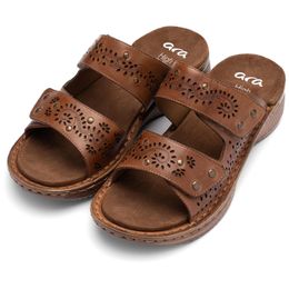 Pantolette Ara "HAWAII", Damen, Gr. 37, cognac, Glattleder, Lyralochung, Schuhe Pantolette, Keilabsatz, Schlupfschuh, Sommerschuh, in G-Weite (= weit)