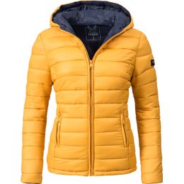 Steppjacke Marikoo "Luci", Damen, Gr. XL (42), gelb, Obermaterial: 100% Nylon; Futter: 100% Polyester; Wattierung: 100% Polyester; &Auml;rmelfutter: 100% Polyester, figurbetont h&uuml;ftbedeckend, &Auml;rmel ohne &Auml;rmelschlitz normaler Saum, Jacken Steppjacke, modische Damen &Uuml;bergangsjacke mit gro&szlig;er Kapuze