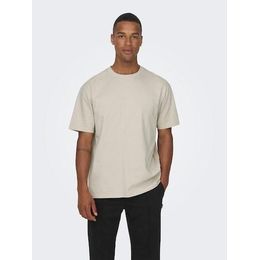 Only & Sons Rundhalsshirt ONLY & SONS "ONSFRED RLX SS TEE", Herren, Gr. XL, silber (silber linin), Single Jersey, Obermaterial: 100% Baumwolle, unifarben, relaxed fit normal, Rundhals, Shirts Rundhalsshirt, Baumwolle, relaxed fit