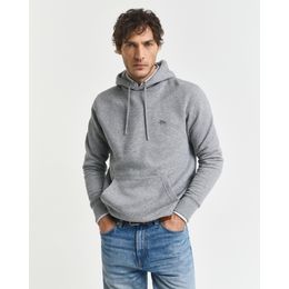Hoodie Gant "REG SHIELD HOODIE", Herren, Gr. XXL, grau (grau melange), Sweatware, Obermaterial: 80% Baumwolle, 20% Polyester, meliert, regular fit h&uuml;ftlang, elastischer Bund, Sweatshirts Hoodie, mit Logostickerei auf der Brust