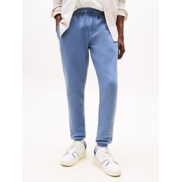 Sweathose Tommy Jeans "TJM SLIM S FLAG SWEATPANT", Damen, Gr. XXL, N-Gr, blau (blau moment), Sweatware, Obermaterial: 80% Baumwolle, 20% Polyester, unifarben, slim fit lang, Hosen Sweathose, Mit Kordelzug