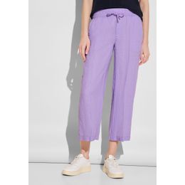 Culotte Street One, Damen, Gr. 38, L&auml;nge 26, lila (smell of lavender), Stoff, 100% Leinen, unifarben, loose fit normal, Hosen Culotte, im Loose Fit