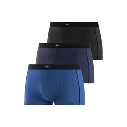 H.I.S. Hipster H.I.S, Herren, Gr. 8 (XXL), 3 Stk., blau (blau, navy, schwarz), Jersey, Obermaterial: 95% Baumwolle, 5% Elasthan, unifarben, k&ouml;rpernah, Unterhosen, knapp sitzende Boxershorts aus Baumwollmischung