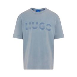 T-Shirt HUGO BLUE "Nenzye", Herren, Gr. XL, blau (open blau472), Single Jersey, Obermaterial: 100% Baumwolle, unifarben, loose fit normal, Rundhals, Shirts T-Shirt, loose fit, Rundhalausschnitt