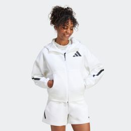 Kapuzensweatshirt adidas Sportswear "W Z.N.E. FZ", Damen, Gr. XS, wei&szlig;, Obermaterial: 57% Polyester, 43% Baumwolle, Sweatshirts