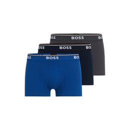 Trunk BOSS "TRUNK 3 PACK", Herren, Gr. L, 3 Stk., blau (open blau), Jersey, Obermaterial: 95% Baumwolle, 5% Elasthan, unifarben, k&ouml;rpernah, Unterhosen, BOSS Schriftzug auf dem Bund