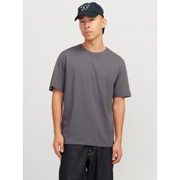 Jack & Jones Rundhalsshirt JACK & JONES "JJEORGANIC BASIC TEE SS O-NECK NOOS", Herren, Gr. XL, grau (castlerock), Single Jersey, Obermaterial: 100% Baumwolle, unifarben, regular fit normal, Rundhals, Shirts Rundhalsshirt, Baumwolle, regular fit