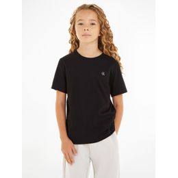 T-Shirt Calvin Klein Jeans "MONOGRAM MINI BADGE T-SHIRT", M&auml;dchen, Gr. 16 (176), schwarz (ck schwarz), Single Jersey, Obermaterial: 100% Baumwolle, unifarben, Rundhals, Shirts T-Shirt, f&uuml;r Kinder bis 16 Jahre