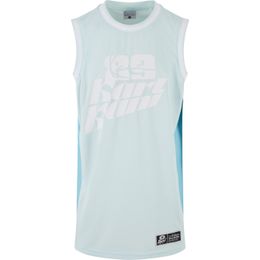 Tanktop Karl Kani "Karl Kani Signature Colorblock Basketball Jersey", Herren, Gr. L, lightaqua, aqua, 100% Polyester, bedruckt, normal, Tops Tanktop