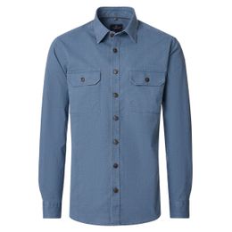 Langarmhemd Casamoda "Casamoda Hemdjacke uni", Herren, Gr. L, Normalgr&ouml;&szlig;en, blau, 83% Baumwolle, 13% Polyester, 4% Elasthan, unifarben, l&auml;ssig geschnitten, Hemden