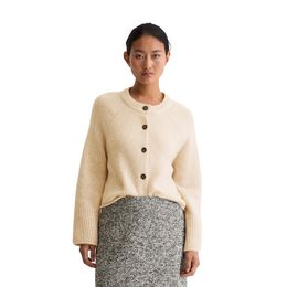 Marc O'Polo Cardigan MARC O'POLO "aus softem Schurwolle-Mix", Damen, Gr. XL, beige (light oat), Obermaterial: 75% Schurwolle, 25% Polyamid, unifarben, loose fit, V-Ausschnitt, Rippb&uuml;ndchen, Strickjacken