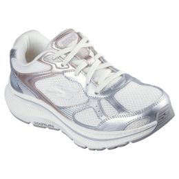 Sneaker Skechers "GO RUN CONSISTENT 2.0", Damen, Gr. 38, silber (sanftes wei&szlig;, silberfarben), Leder, Synthetik, Textil, metallic, Schuhe Sneaker, Retro Sneaker, Schn&uuml;rschuh mit Metallic-Bes&auml;tzen, Weite G (=weit), Topseller