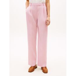 Anzughose Tommy Hilfiger "TIMELESS WOOL RLXD STRT PANT", Damen, Gr. 44, N-Gr, rosa (bon. pink), Web, Obermaterial: 54% Polyester, 44% Wolle, 2% Elasthan, unifarben, relaxed fit kn&ouml;chellang, Hosen Anzughose, mit Wolle