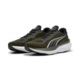 Laufschuh Puma "SCEND PRO 2", Damen, Gr. 43, gr&uuml;n (schwarz olive, Puma schwarz), Textil, Schuhe Laufschuh
