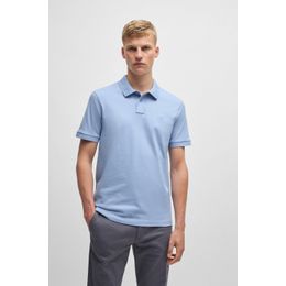 Poloshirt BOSS Orange "Passenger", Herren, Gr. L, blau (open blau470), Jersey, Obermaterial: 95% Baumwolle, 5% Elasthan, Basic h&uuml;ftbedeckend, hoch geschlossener Ausschnitt, eng B&uuml;ndchen, Shirts, mit Polokragen