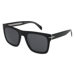 David Beckham DB 7000/S FLAT | Herren-Sonnenbrille | Fassung: Vollrand, Quadratisch, Acetat, Schwarz Kristall | Glasfarbe: Grau