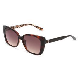 Guess GU7829 | Damen-Sonnenbrille | Fassung: Vollrand, Quadratisch, Kunststoff, Havanna Dunkel | Glasfarbe: Braun Verlaufend