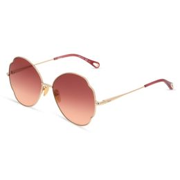 Chlo&eacute; Chlo&eacute; CH0093S | Unisex-Sonnenbrille | Fassung: Vollrand, Butterfly, Metall, Gold Gl&auml;nzend | Glasfarbe: Rose Verlaufend