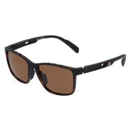Adidas SP0035 | Herren-Sonnenbrille | Fassung: Vollrand, Quadratisch, Kunststoff, Havanna Dunkel | Glasfarbe: Braun