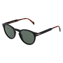 David Beckham DB 1111/S | Herren-Sonnenbrille | Fassung: Vollrand, Rund, Acetat, Schwarz Gl&auml;nzend | Glasfarbe: Gr&uuml;n