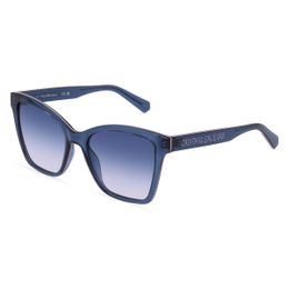 Calvin Klein Jeans CKJ21627S | Unisex-Sonnenbrille | Fassung: Vollrand, Butterfly, Kunststoff, Blau Transparent | Glasfarbe: Blau Verlaufend
