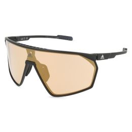 Adidas SP0073 | Unisex-Sonnenbrille | Fassung: Vollrand, Quadratisch, Acetat Spritzguss, Schwarz Matt | Glasfarbe: Braun Spiegel Gold