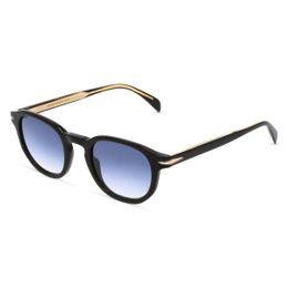 David Beckham DB 1007/S | Herren-Sonnenbrille | Fassung: Vollrand, Quadratisch, Acetat, Schwarz Gl&auml;nzend | Glasfarbe: Blau Verlaufend