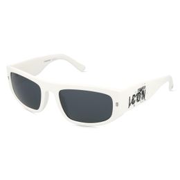 Dsquared2 ICON 0016/S | Herren-Sonnenbrille | Fassung: Vollrand, Quadratisch, Acetat, Wei&szlig; | Glasfarbe: Grau
