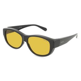 Polaroid PLD 9020/S Fitover | Unisex-Sonnenbrille | Fassung: Vollrand, Eckig, Kunststoff, Schwarz Gelb | Glasfarbe: Gelb