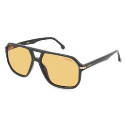 Carrera 302/S | Herren-Sonnenbrille | Fassung: Vollrand, Quadratisch, Kunststoff, Schwarz Gelb | Glasfarbe: Gelb Spiegel Gr&uuml;n