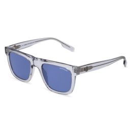 Montblanc MB0176S | Herren-Sonnenbrille | Fassung: Vollrand, Quadratisch, Kunststoff, Grau Transparent | Glasfarbe: Blau
