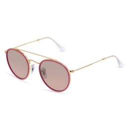 Ray-Ban RB 3647N | Unisex-Sonnenbrille | Fassung: Vollrand, Rund, Metall, Gold | Glasfarbe: Rose Verlaufend