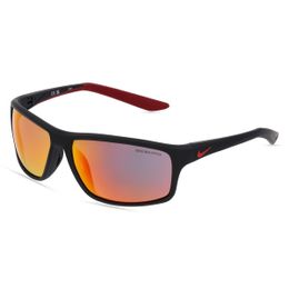 Nike ADRENALINE 22 M DV2155 | Unisex-Sonnenbrille | Fassung: Vollrand, Quadratisch, Kunststoff, Schwarz Matt | Glasfarbe: Orange