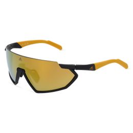 Adidas SP0041 | Unisex-Sonnenbrille | Fassung: Vollrand, Monoscheibe, Kunststoff, Schwarz Matt | Glasfarbe: Gelb