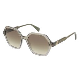 Liu Jo LJ823S | Damen-Sonnenbrille | Fassung: Vollrand, Eckig, Kunststoff, Khaki Grau | Glasfarbe: Gr&uuml;n Verlaufend