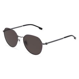 HUGO BOSS Boss 1471/F/SK | Herren-Sonnenbrille | Fassung: Vollrand, Panto, Metall, Gun Dunkel | Glasfarbe: Grau