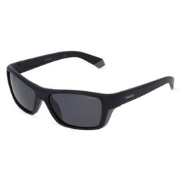 Polaroid PLD 7046/S | Herren-Sonnenbrille | Fassung: Vollrand, Quadratisch, Kunststoff, Schwarz Matt | Glasfarbe: Grau